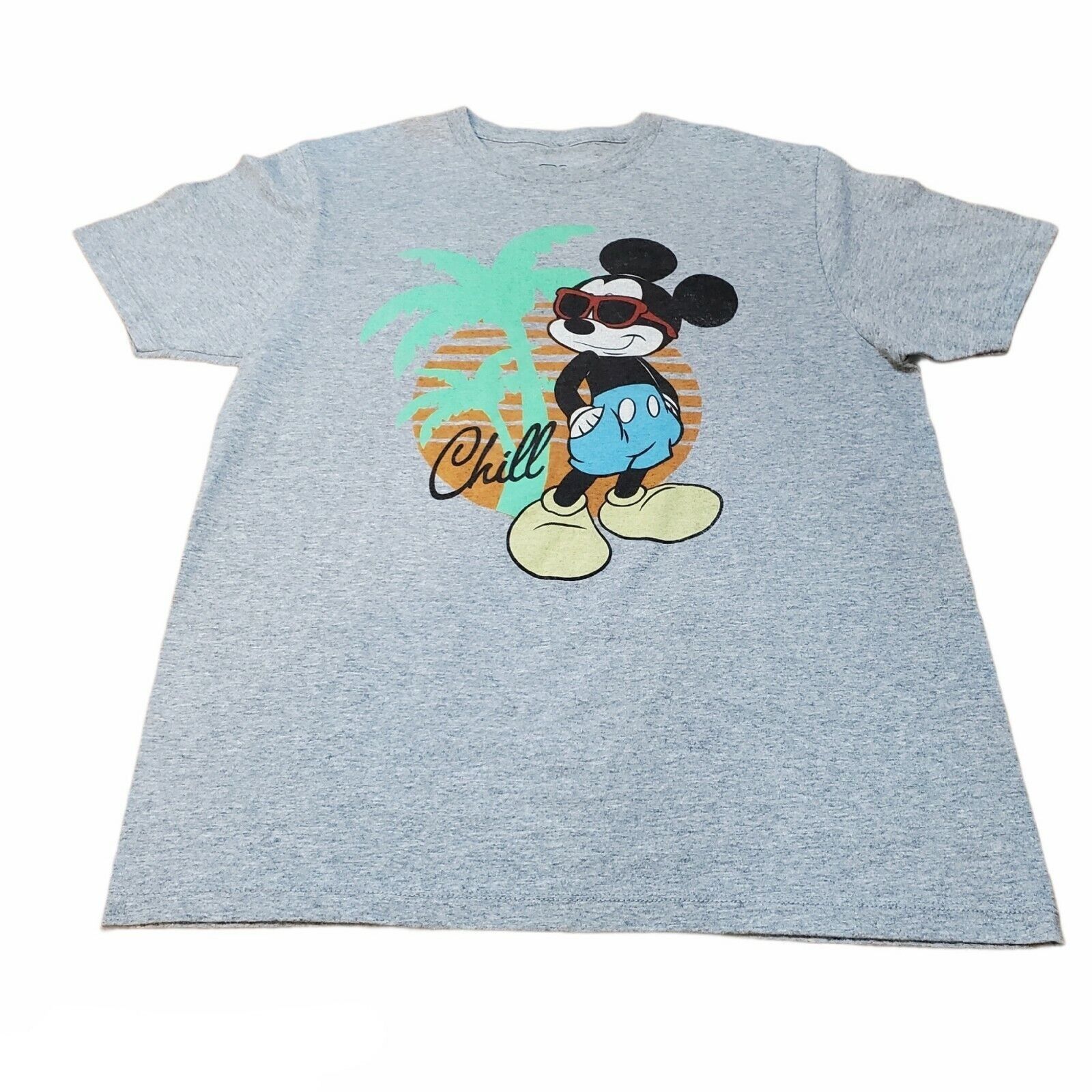 Disney Men's Disney Mickey Mouse Chill Vacation Cartoon Gray T-Shir ...