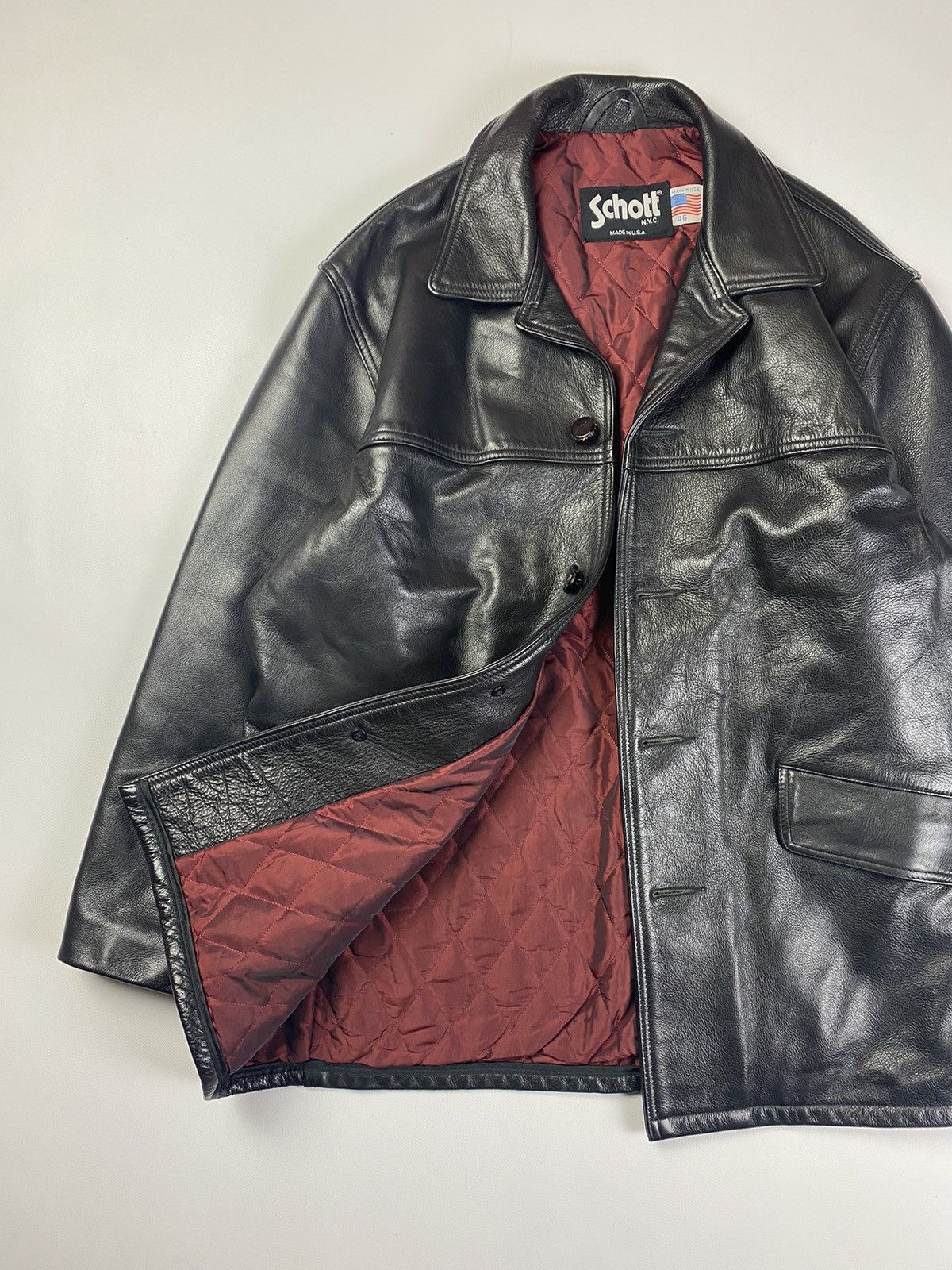 Vintage Vintage Schott NYC Heavy Leather trench coat Jacket USA | Grailed