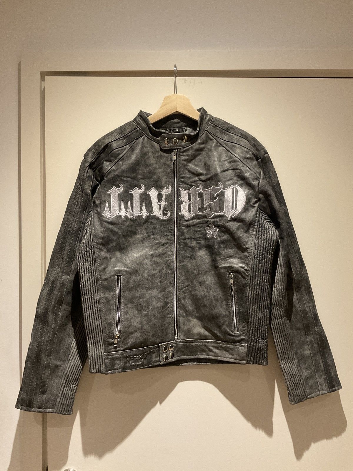 Streetwear YEARS OF TEARS sample leather biker jacket -grey | Grailed