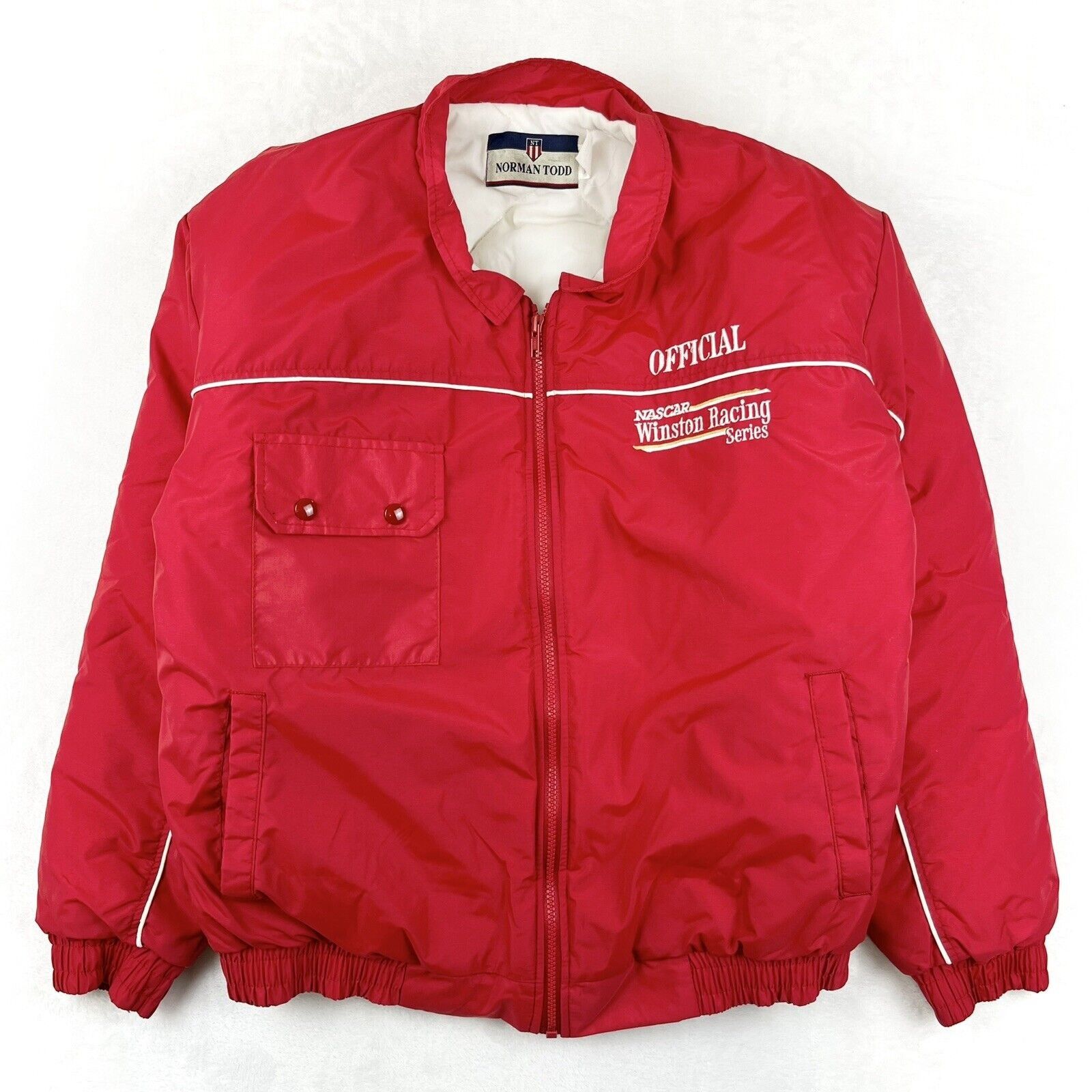 Vintage 80s Red NASCAR Winston Racing Series Puffer Jacket Bomber | Grailed