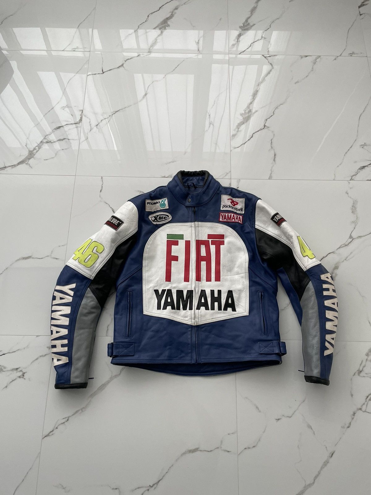 Genuine Leather Vintage Fiat Yamaha Duhan Team Moto Racing Leather ...