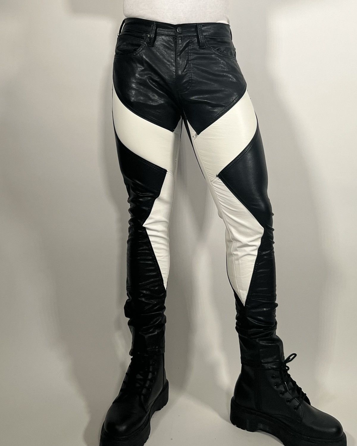 Mnml Mnml Black And White Leather Pants Grailed