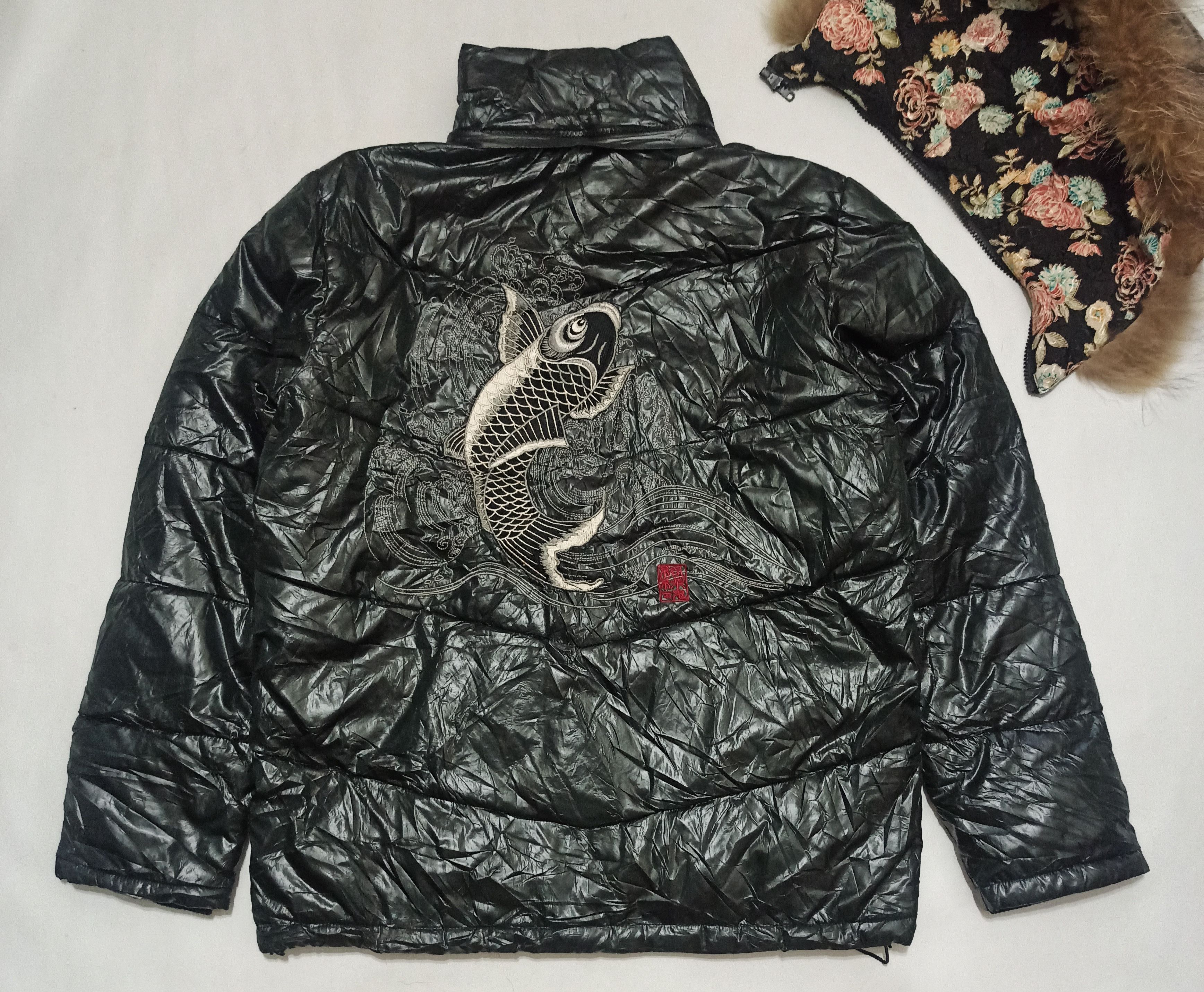 Vintage Vintage Karakuri Tamashii Sukajan Koi Flower Puffer Jacket ...