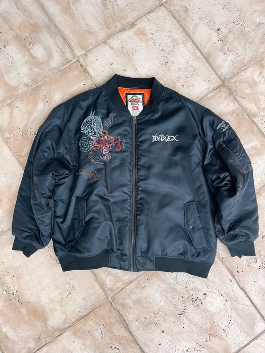 Vintage Black Avirex Bomber Jacket Japanese Sukajan Dragon Alpha | Grailed