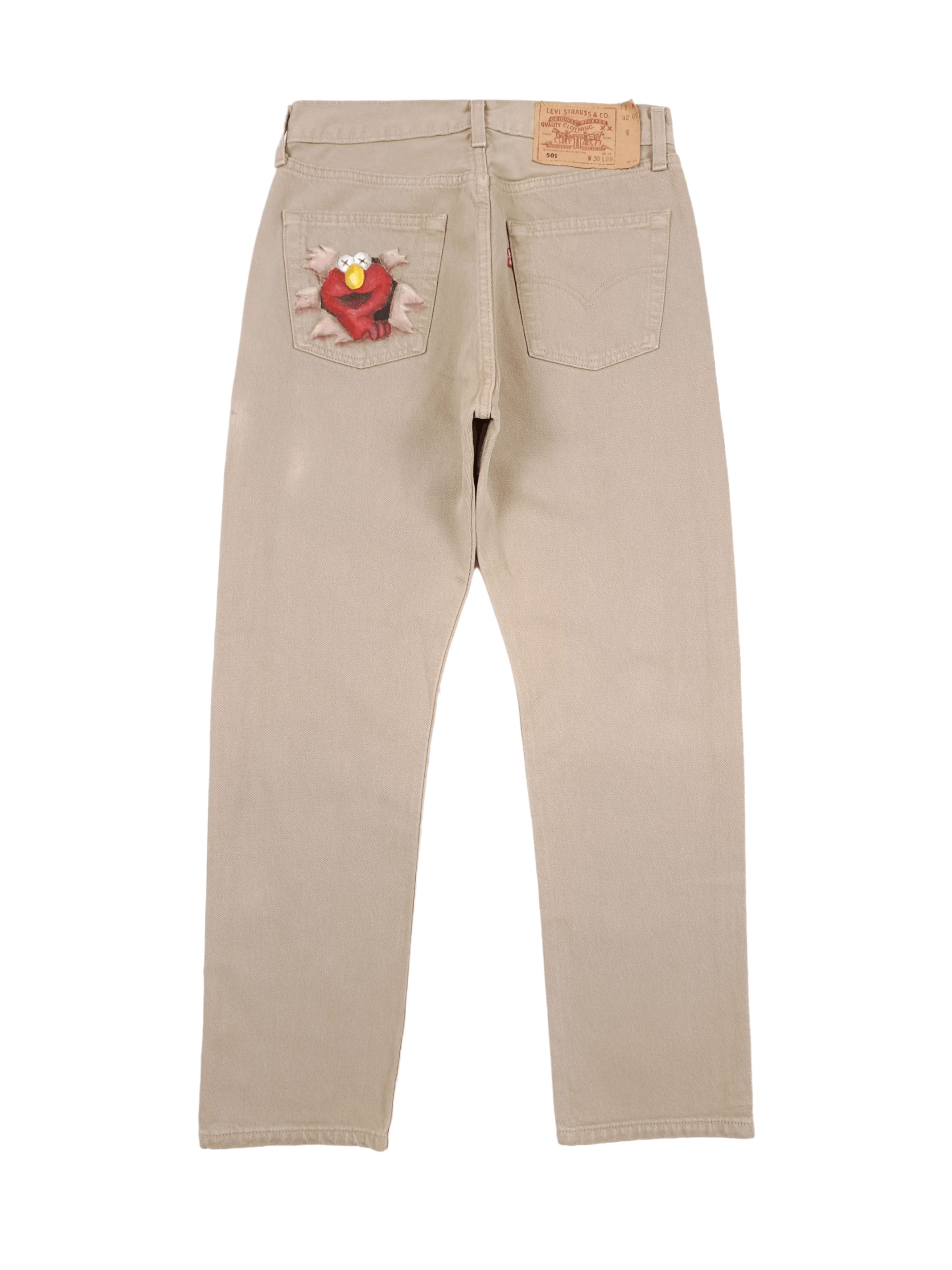 Kaws × Levi's × Vintage 90's Vintage Levi's 501 30/28 Kaws Custom Beige ...