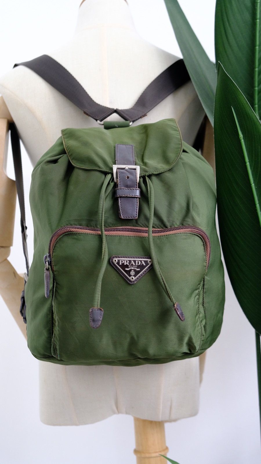 Prada Authentic vintage Prada green army nylon backpack | Grailed
