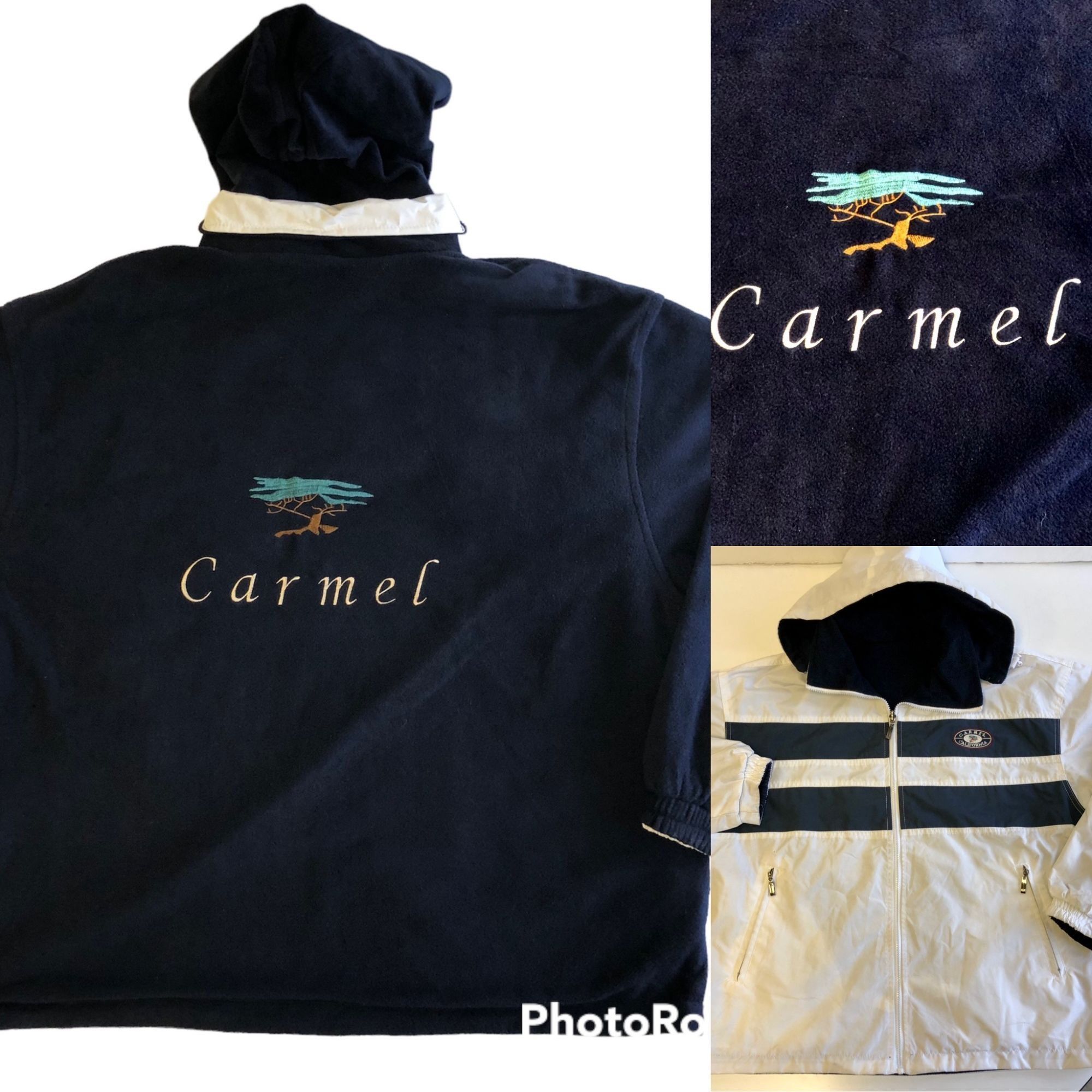 Unkwn 90's REVERSIBLE Fleece Hooded CARMEL CALIFORNIA Jacket L | Grailed