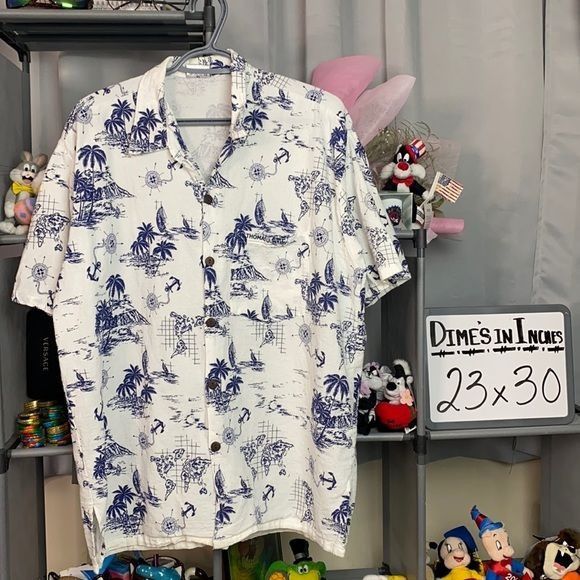 Hawaiian Shirt × Streetwear Ocean Blue Island Compass Art AOP ...