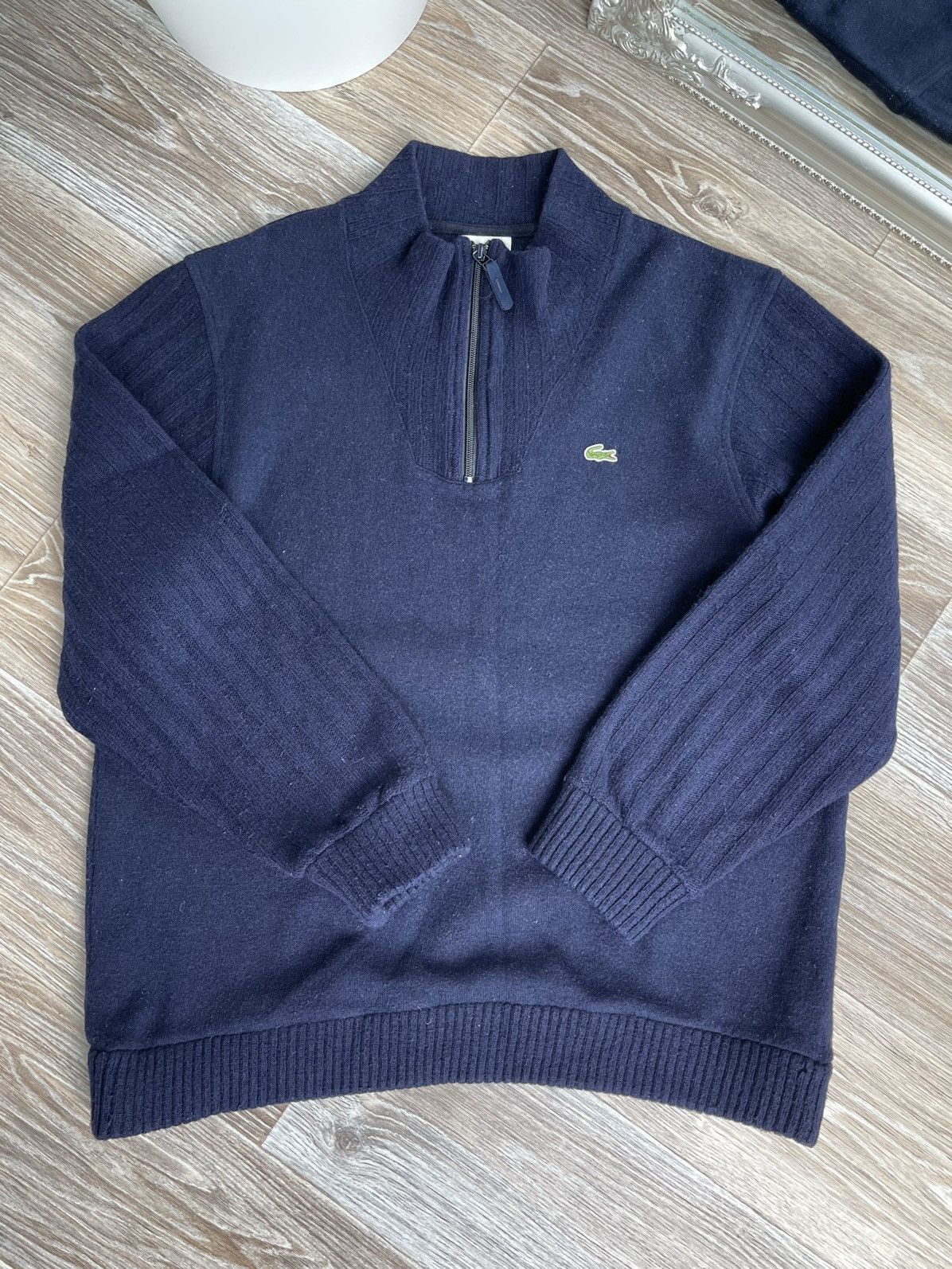 Lacoste × Streetwear × Vintage Lacoste Vintage 1/3 Zip Knit Wool ...