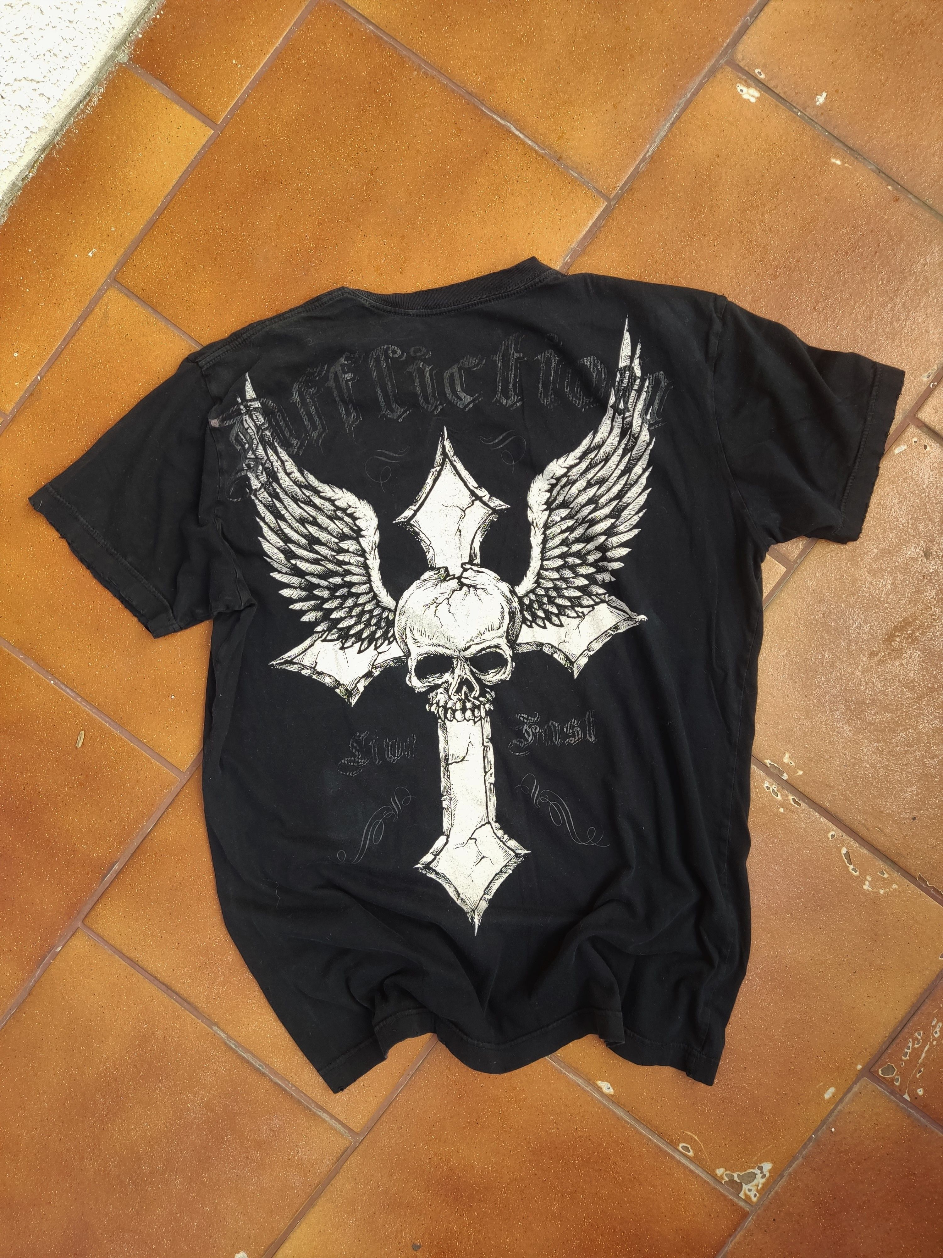 Affliction Vintage Affliction Skull Cross Washed Distressed Tee | Grailed