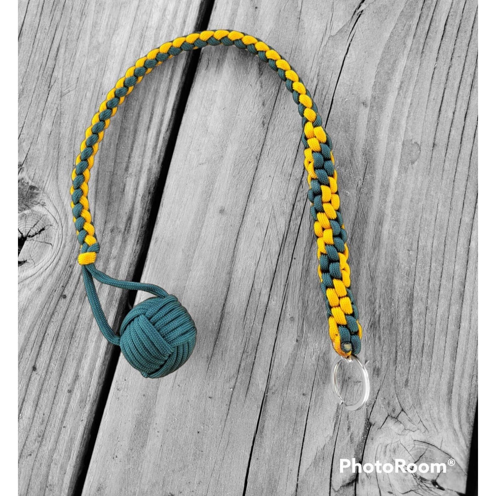 Handmade Packers Green and Gold Paracord Box Braid Keychain Lanyard ...