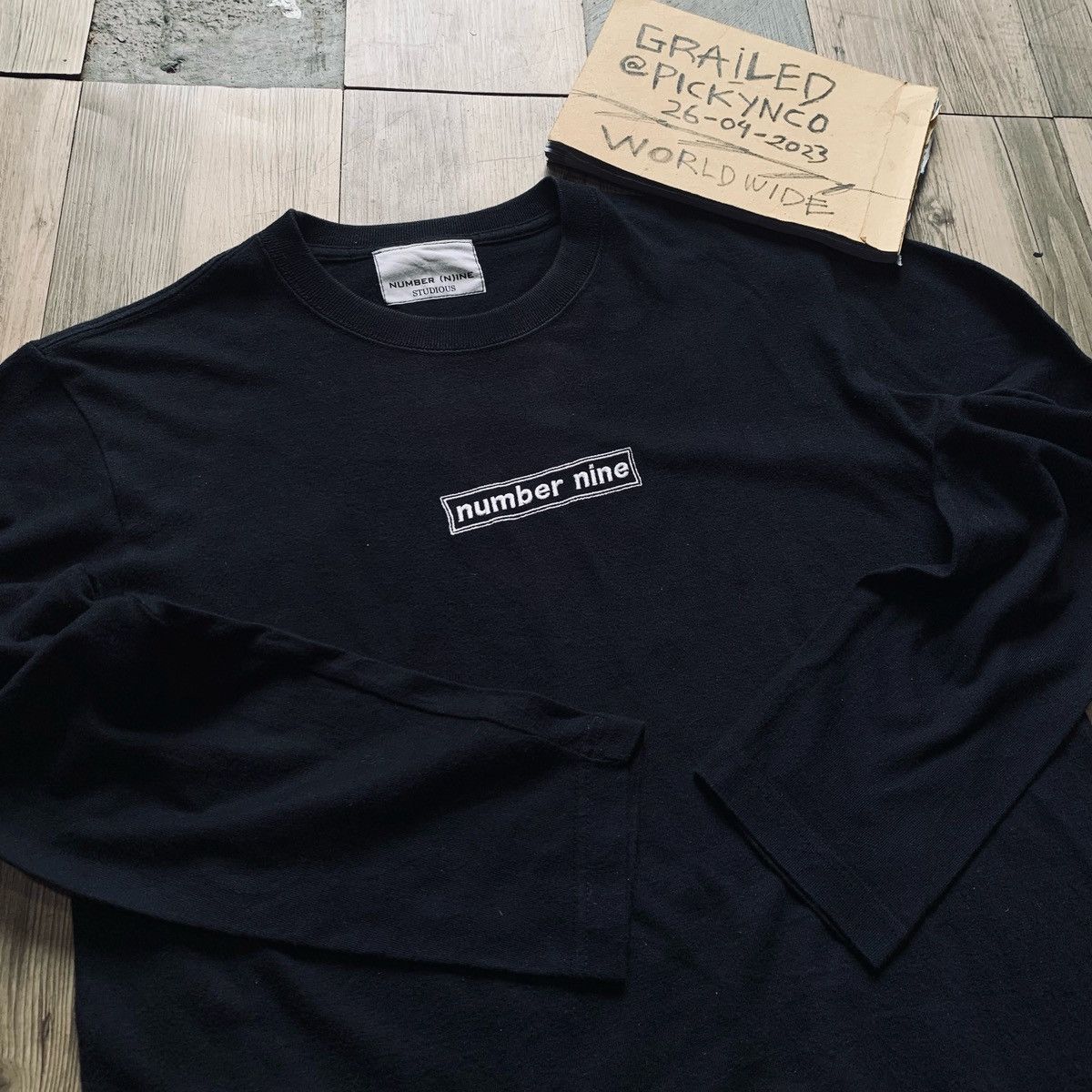 Number (N)ine Number Nine x Studious Center logo Long Sleeve Black ...