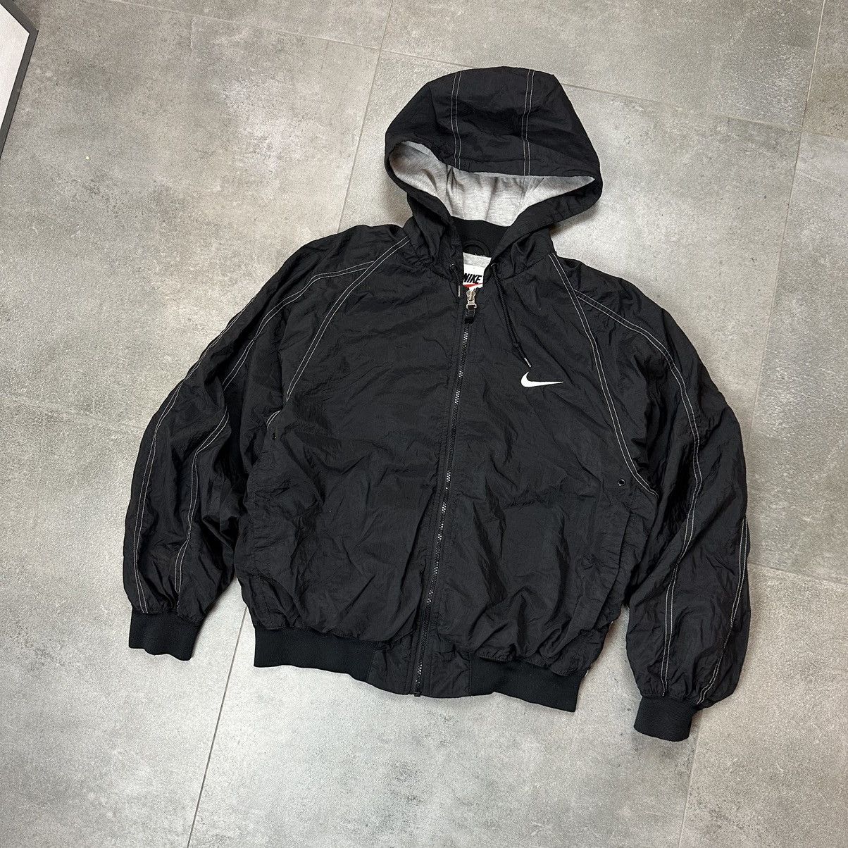 Nike × Streetwear × Vintage Nike vintage light jacket black swoosh boxy ...