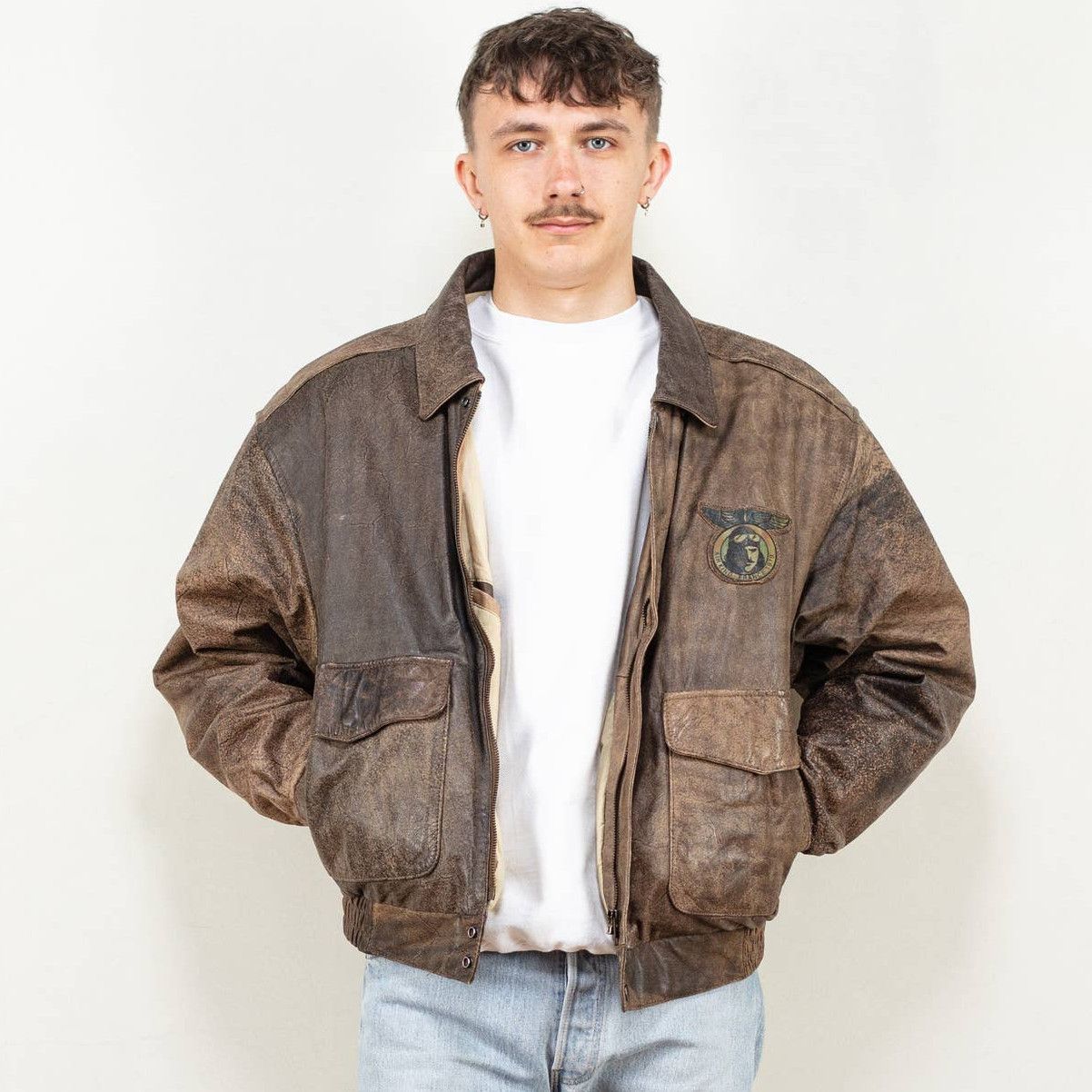 Vintage Vintage 70's Men Distressed Pilot Bomber Jacket in Brown | Grailed
