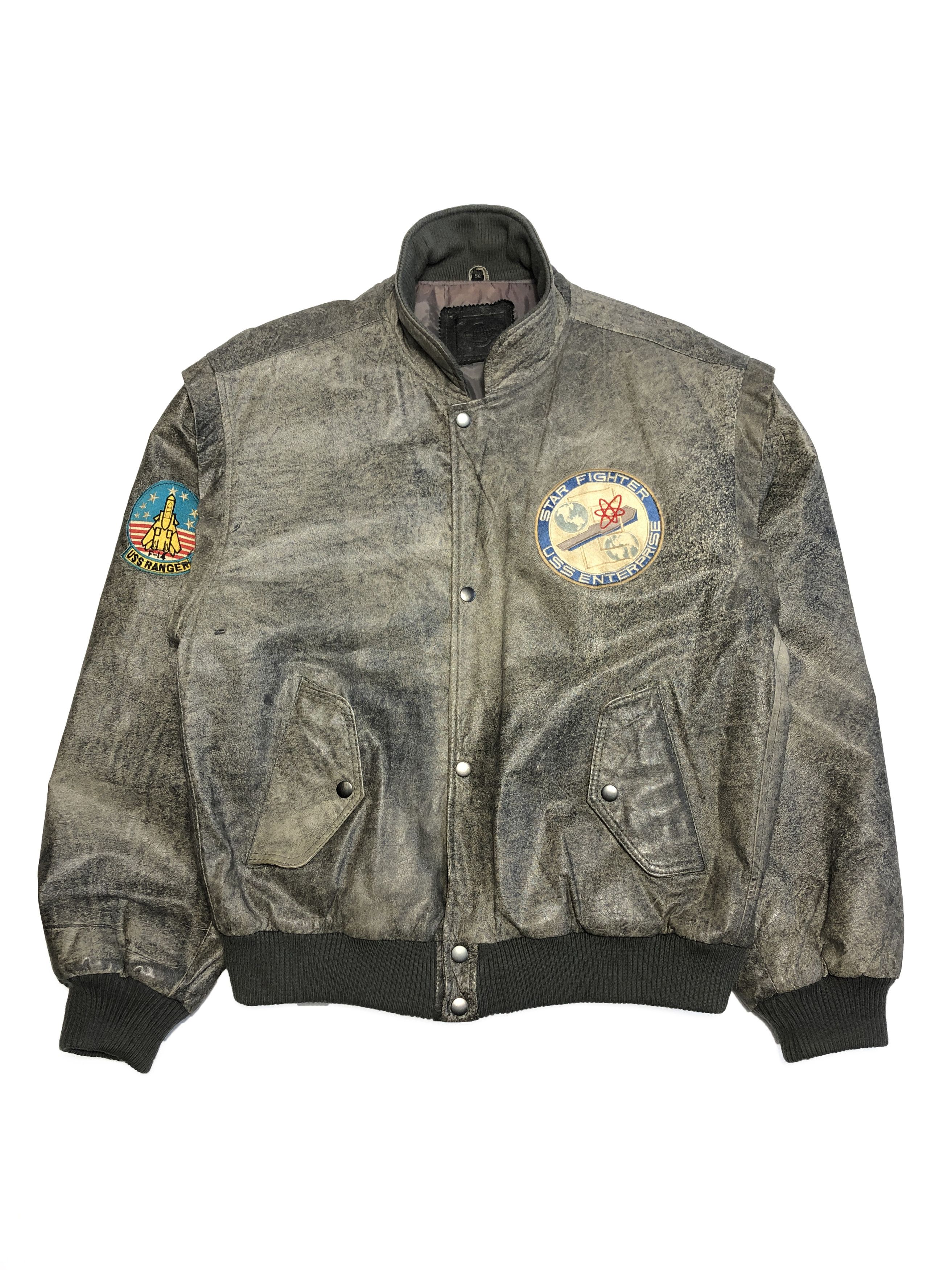 Genuine Leather × Military × Vintage Vintage 80s Custom Patch Leather ...