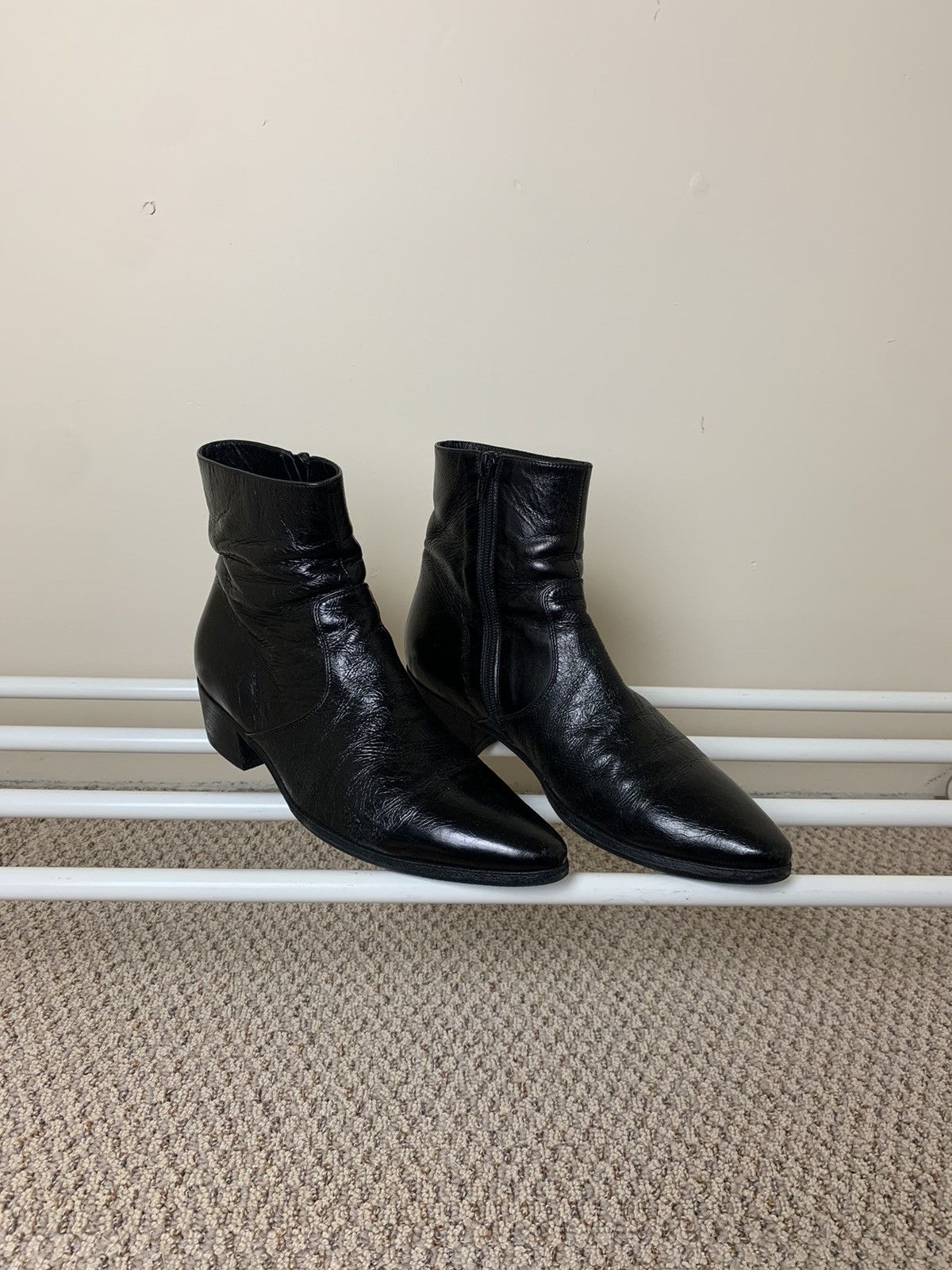 Saint Laurent Paris Saint Laurent FW15 French 45 Boots Crinkled Leather ...