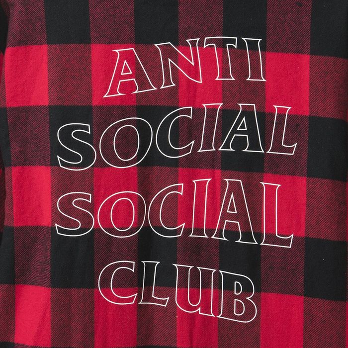 Anti Social Social Club DS ASSC White Outlined Logo Trip Red Flannel ...