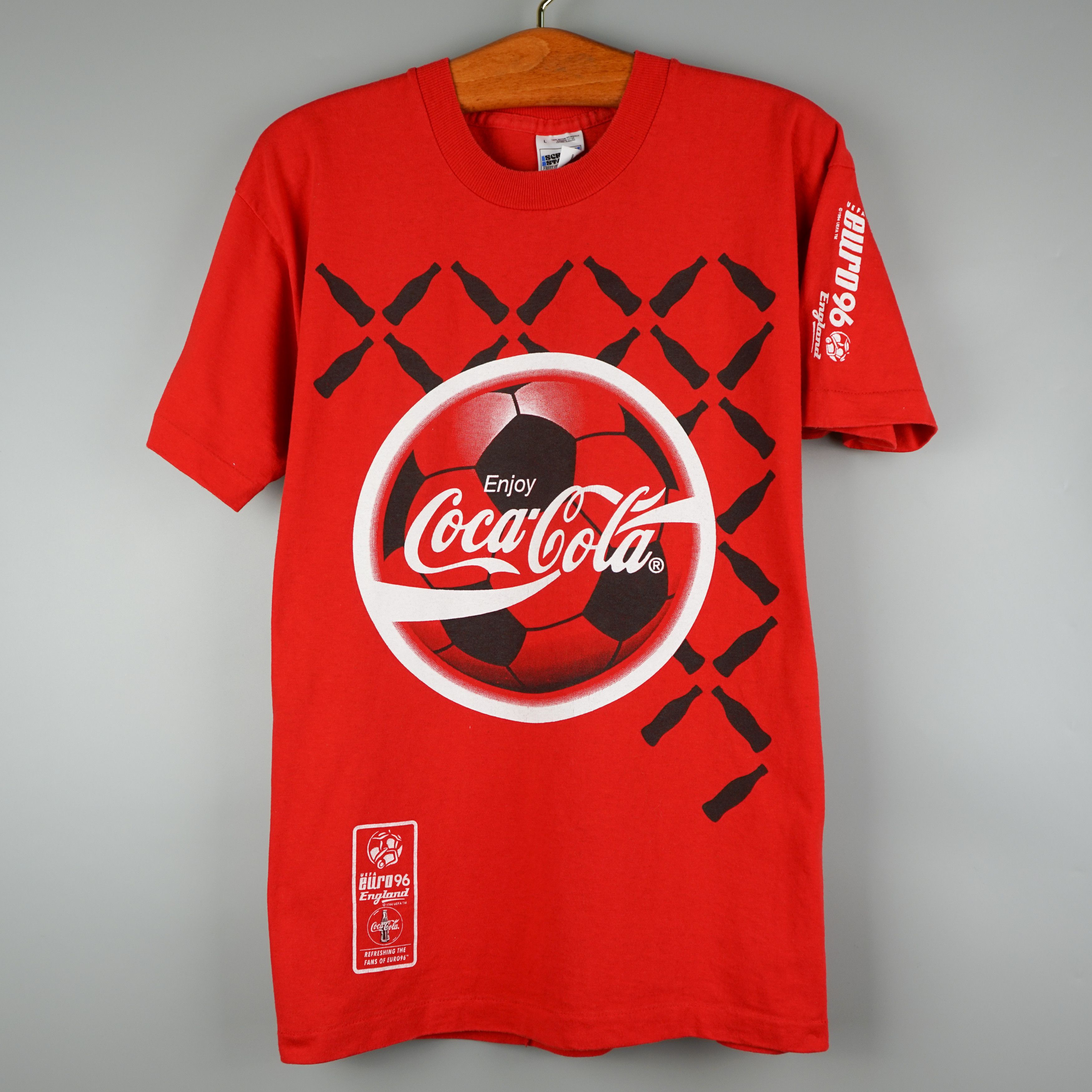 Coca Cola × Soccer Jersey × Vintage 1996 Coca Cola Soccer Euro96 t ...