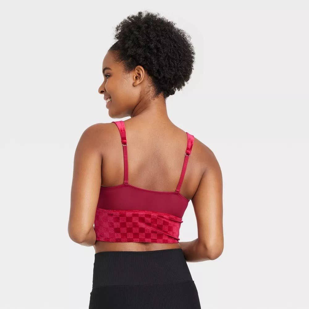 Target Basics Checkered Velvet Brami - Colsie Red XL Cropped Tank Bra ...
