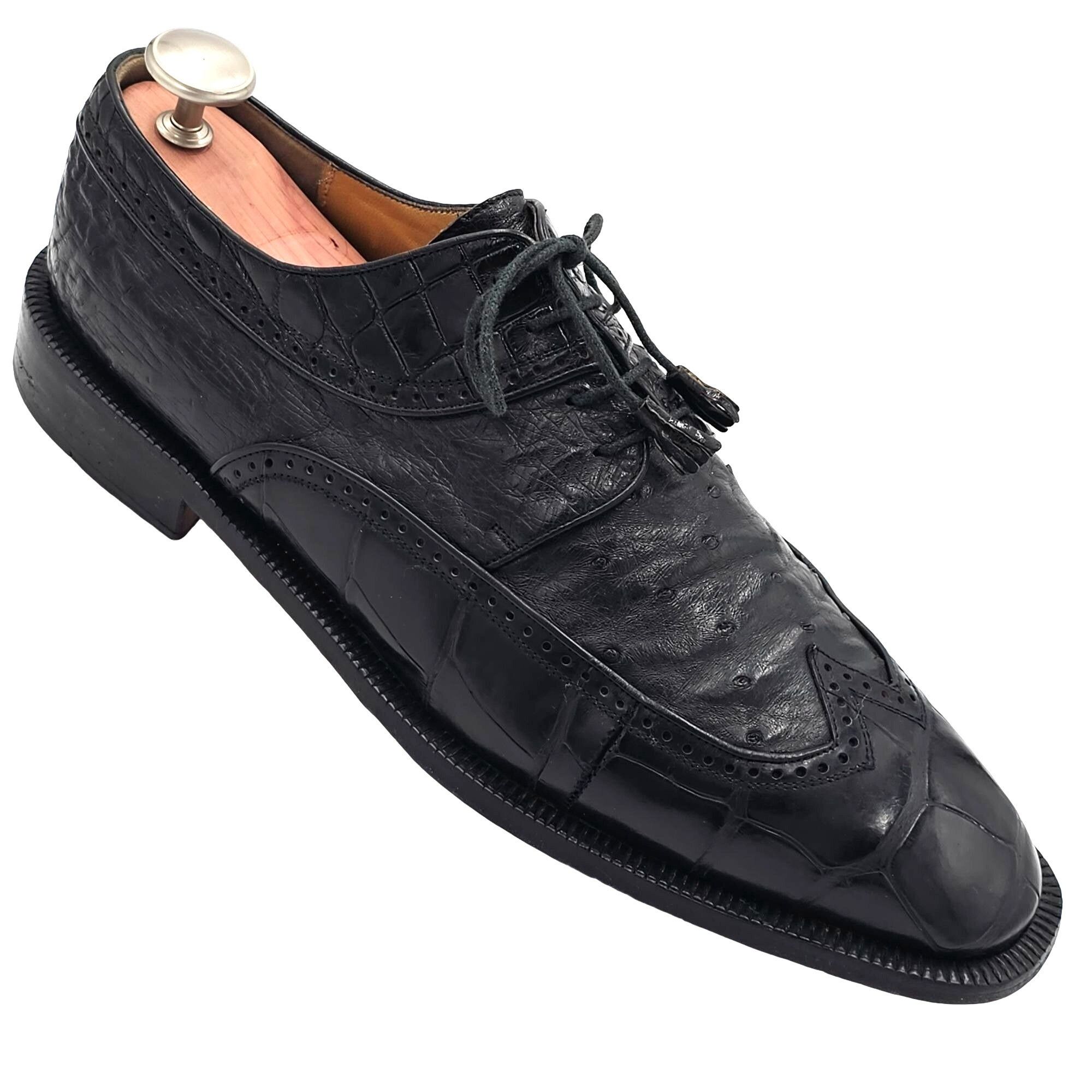 Mauri Mauri Italy Luxury Men's 15 Black Exotic Alligator Ostrich | Grailed