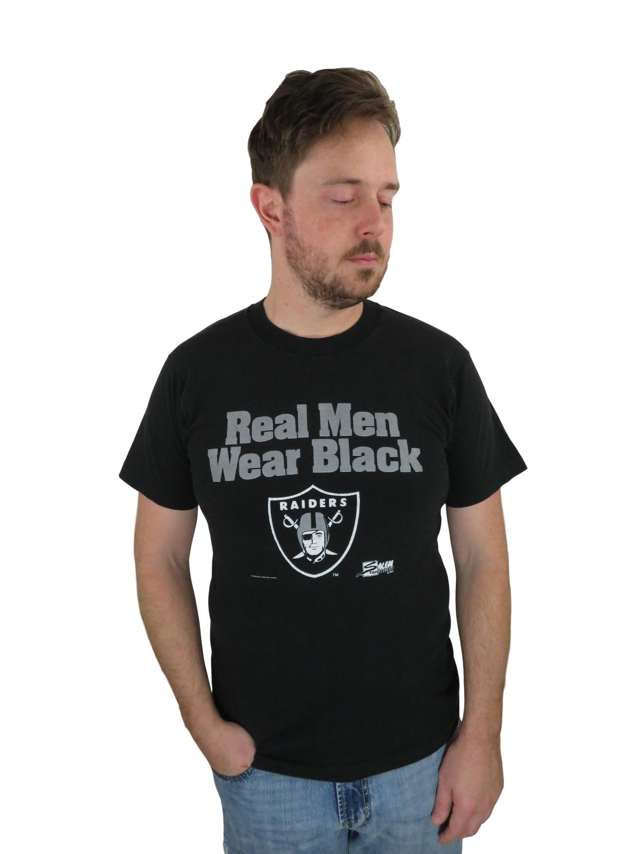 Vintage Vintage 1990 Men's NWA Raiders Real Men Wear Black T Shirt ...