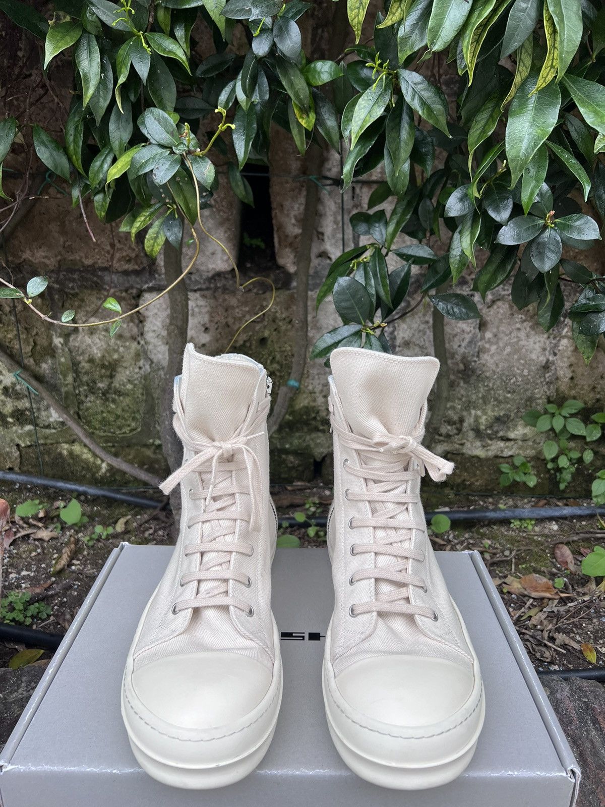 Rick Owens Drkshdw Rick Owens ramones high top white | Grailed