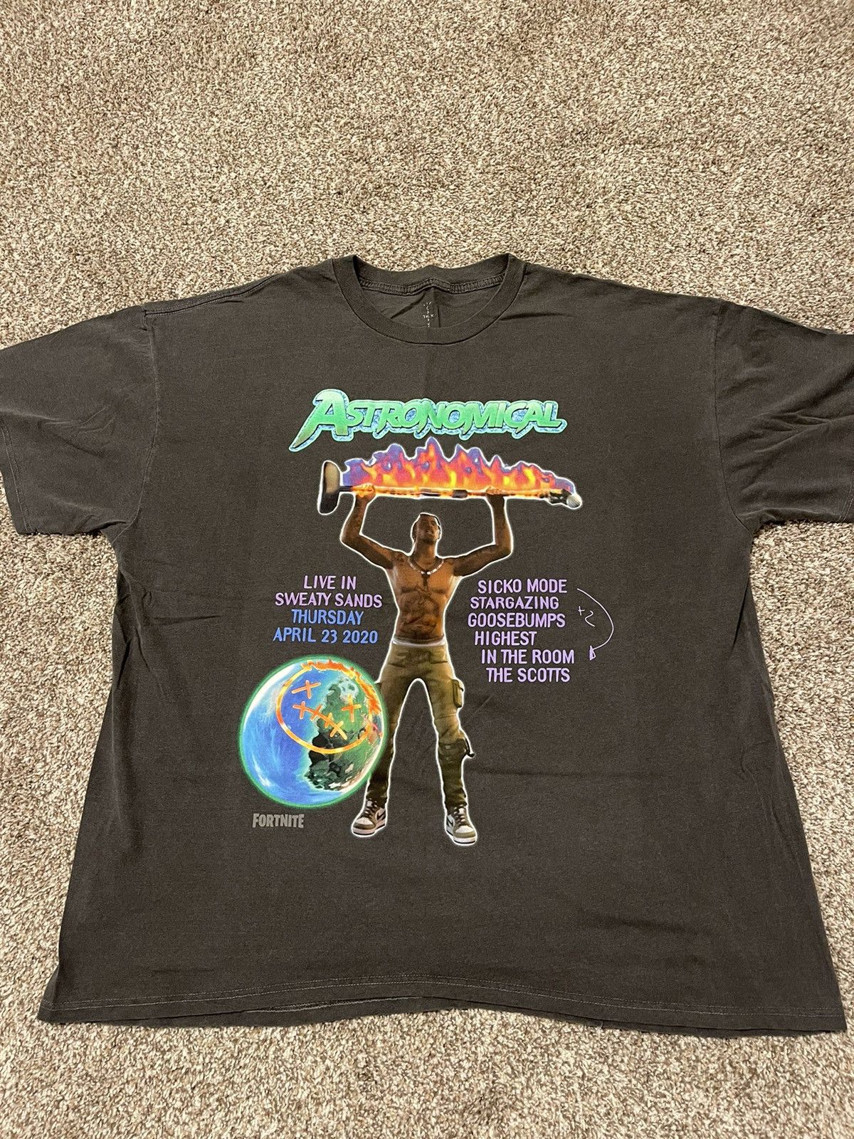 Travis Scott Travis Scott Cactus Jack Fortnite Washed Back Bling Tee ...