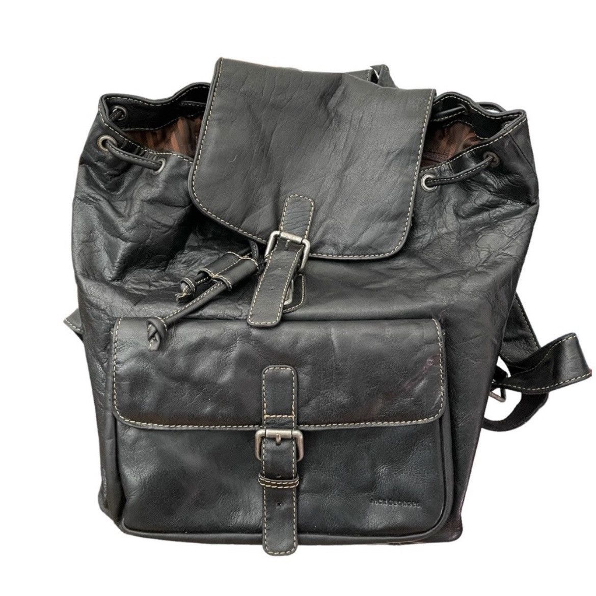 Jack Georges Jack Georges Black Leather Voyager Drawstring BackPack ...