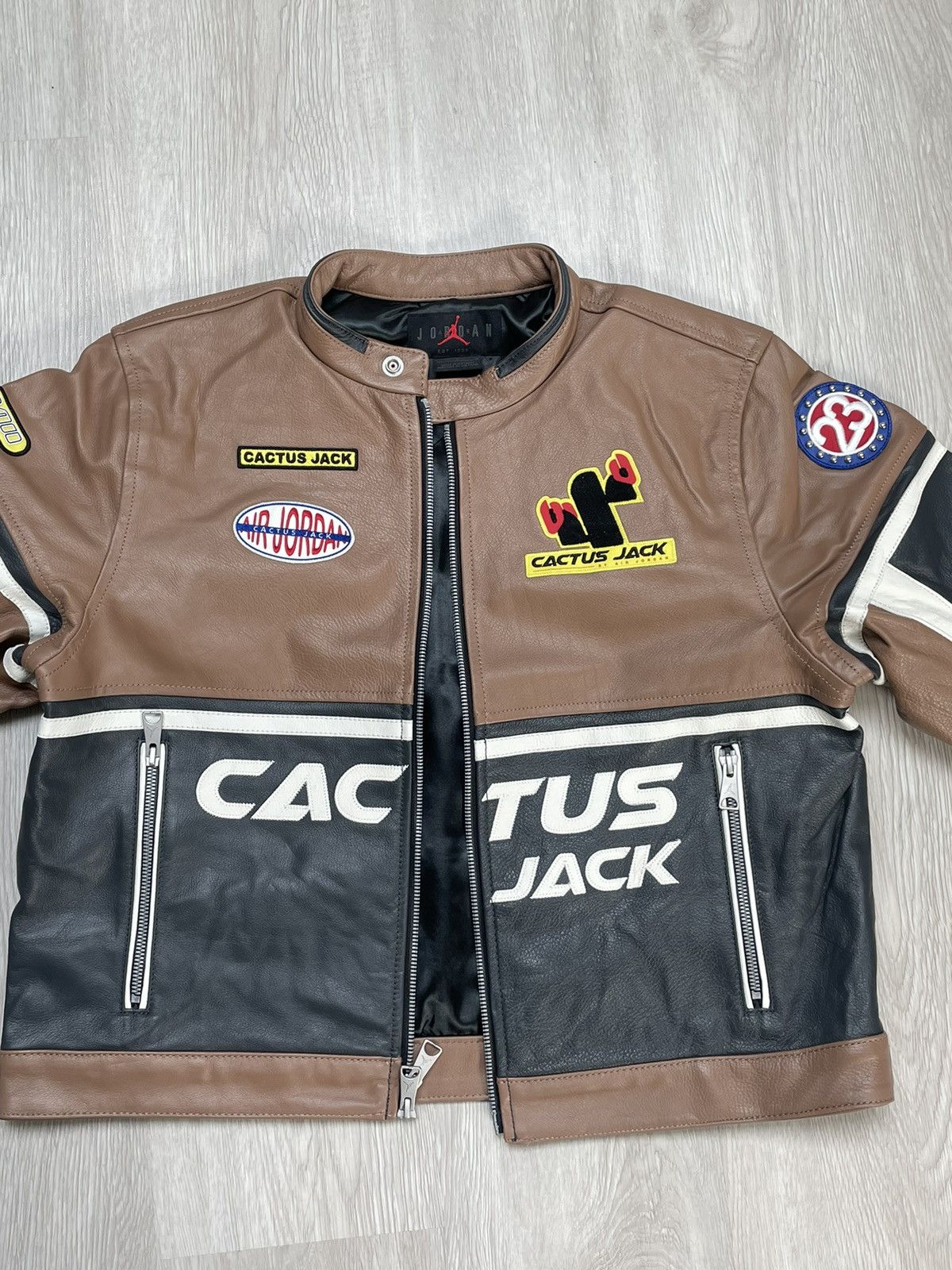 Travis Scott Jordan x Travis Scott - Leather Jacket Cactus Jack | Grailed