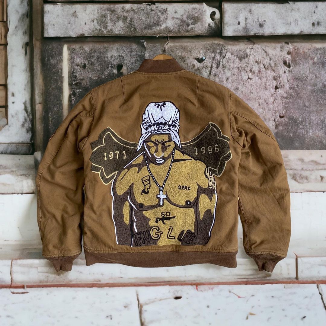 Streetwear Custom Bomber Jacket Durable Press Tupac Shakur | Grailed