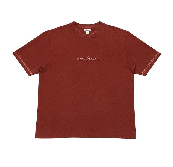 Stone Island Vintage Stone Island Red SS`002 Spell Out Logo Embroidery ...