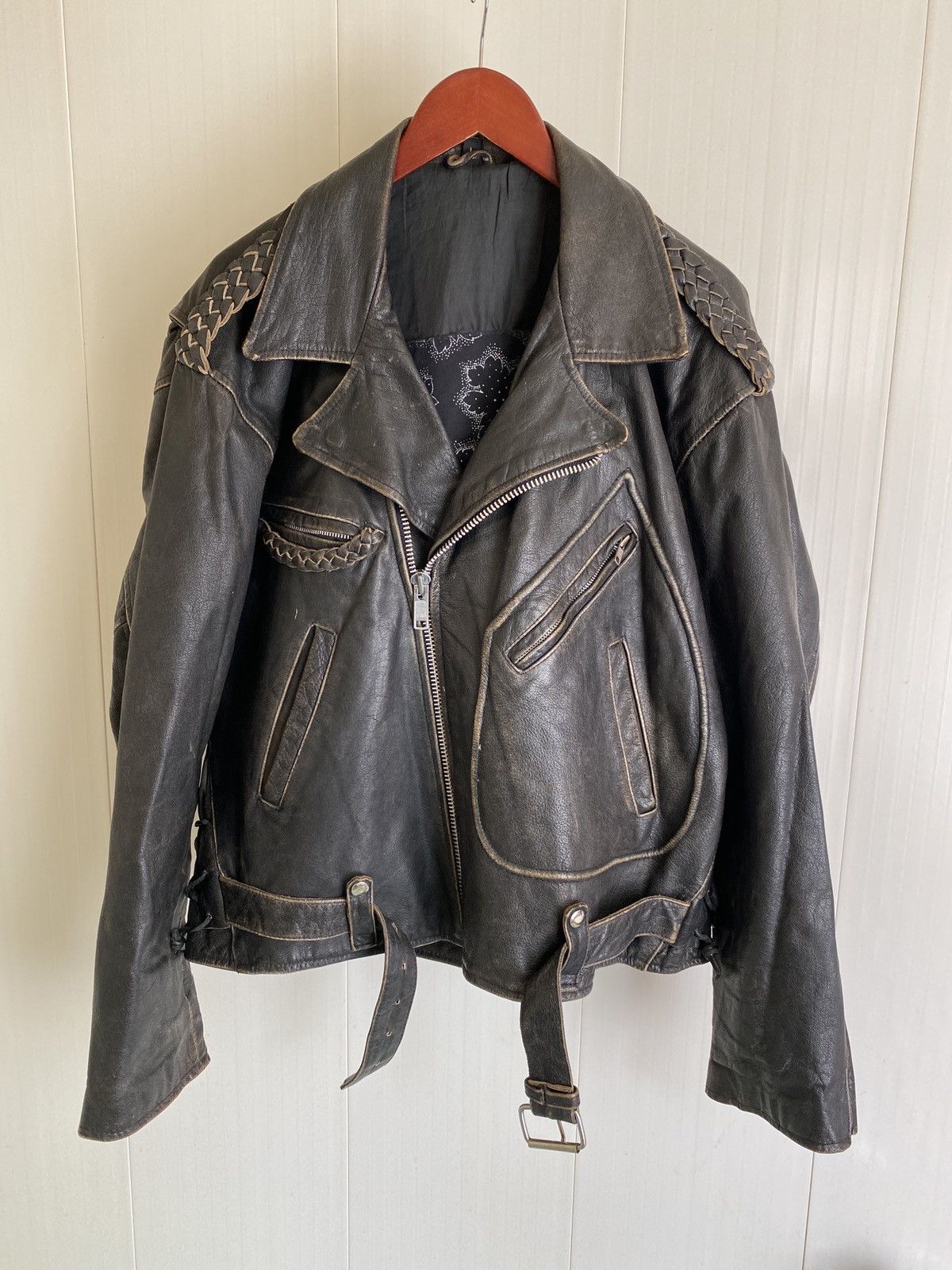 Vintage Vintage Distressed Brown Motorcycle Leather Biker Jacket | Grailed