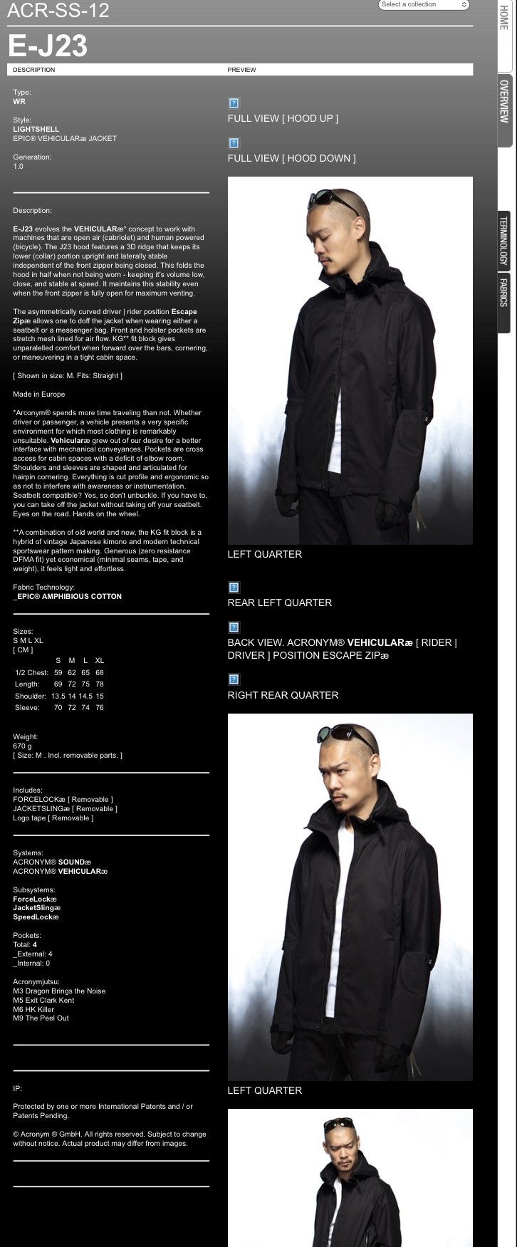 Acronym Acronym E-J23 Black L Large Asymmetrical Zip Jacket SS12 | Grailed