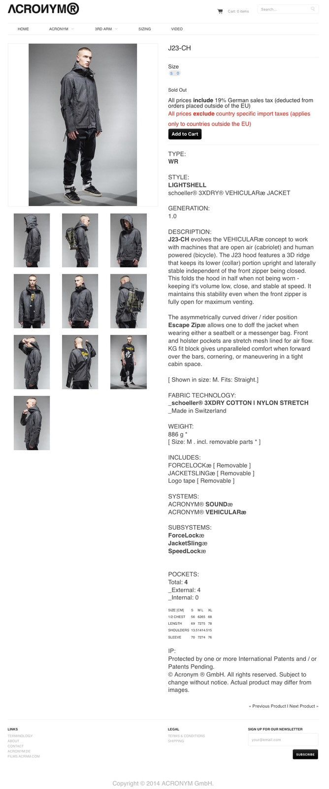 Acronym Acronym J23-CH Denim S Small Asymmetrical Zip Sling Jacket ...