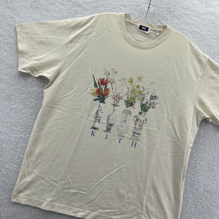 Kith New Kith Vase Shirt Mens Large Relaxed Cream Flower Art | Grailed