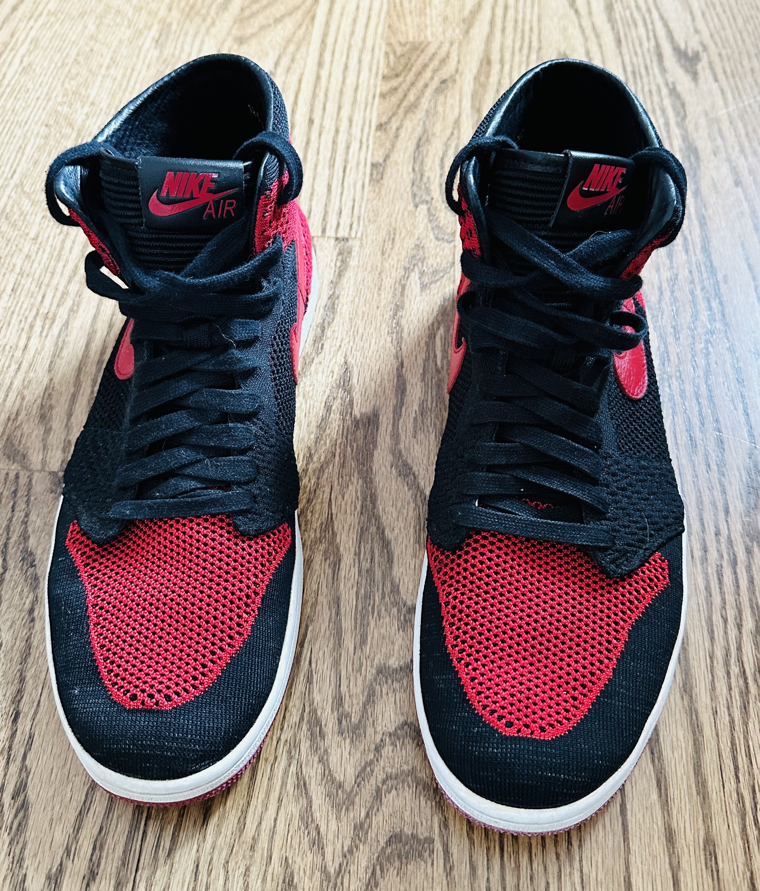 Nike Nike Air Jordan 1 Retro High Flyknit OG Bred Black Red | Grailed