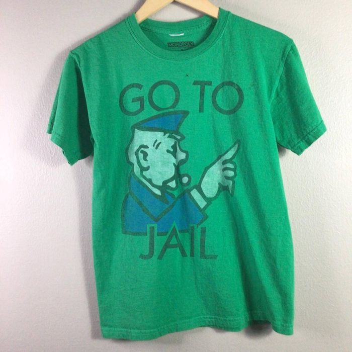 Streetwear Classic Monopoly Go To Jail Card T Shirt Green Small | Grailed