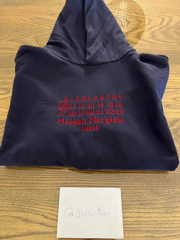 Maison Margiela Maison Margiela Embroided Numbers Logo Hoodie | Grailed
