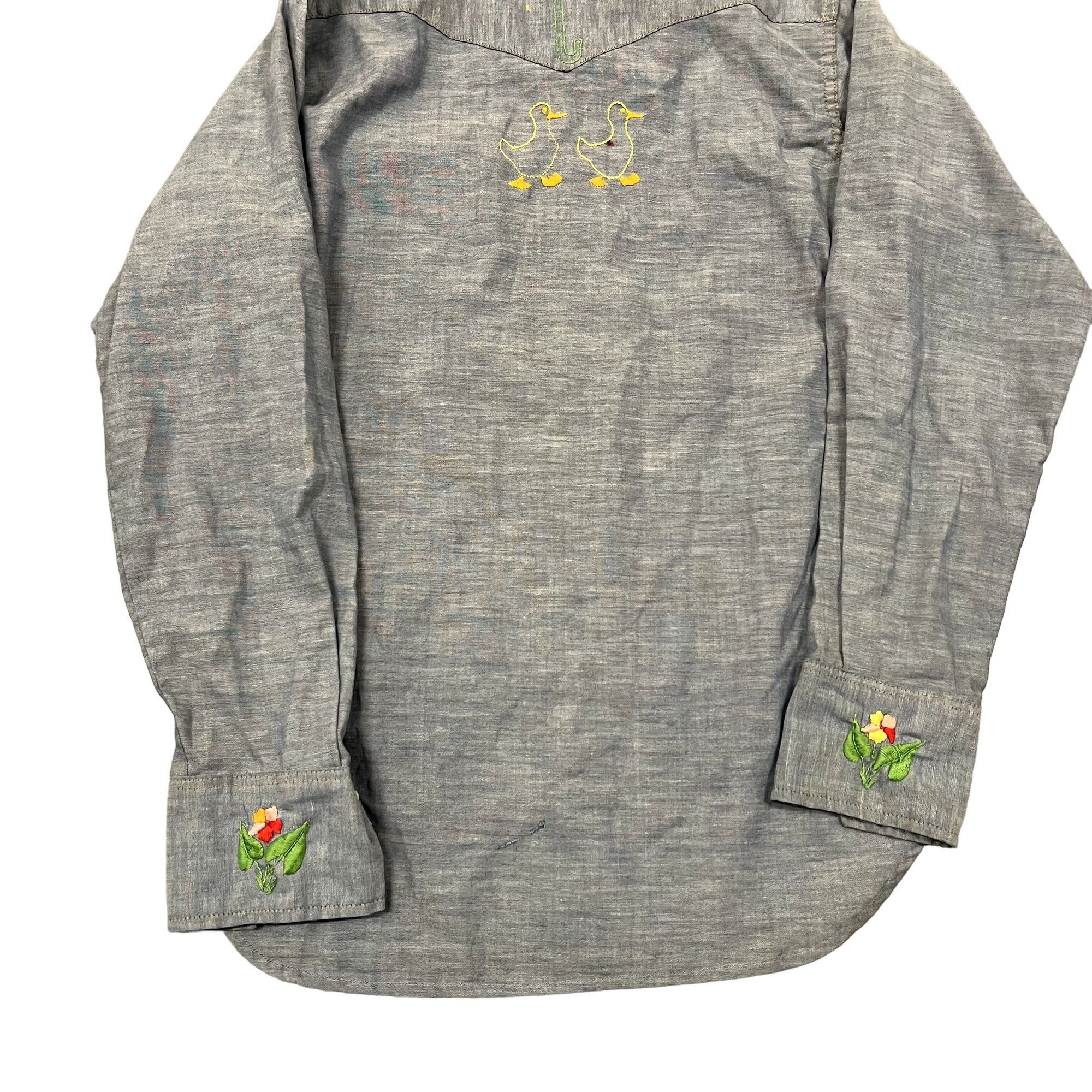 Vintage 70s VTG Wrangler Light Blue Sanforized Chambray Denim Button ...