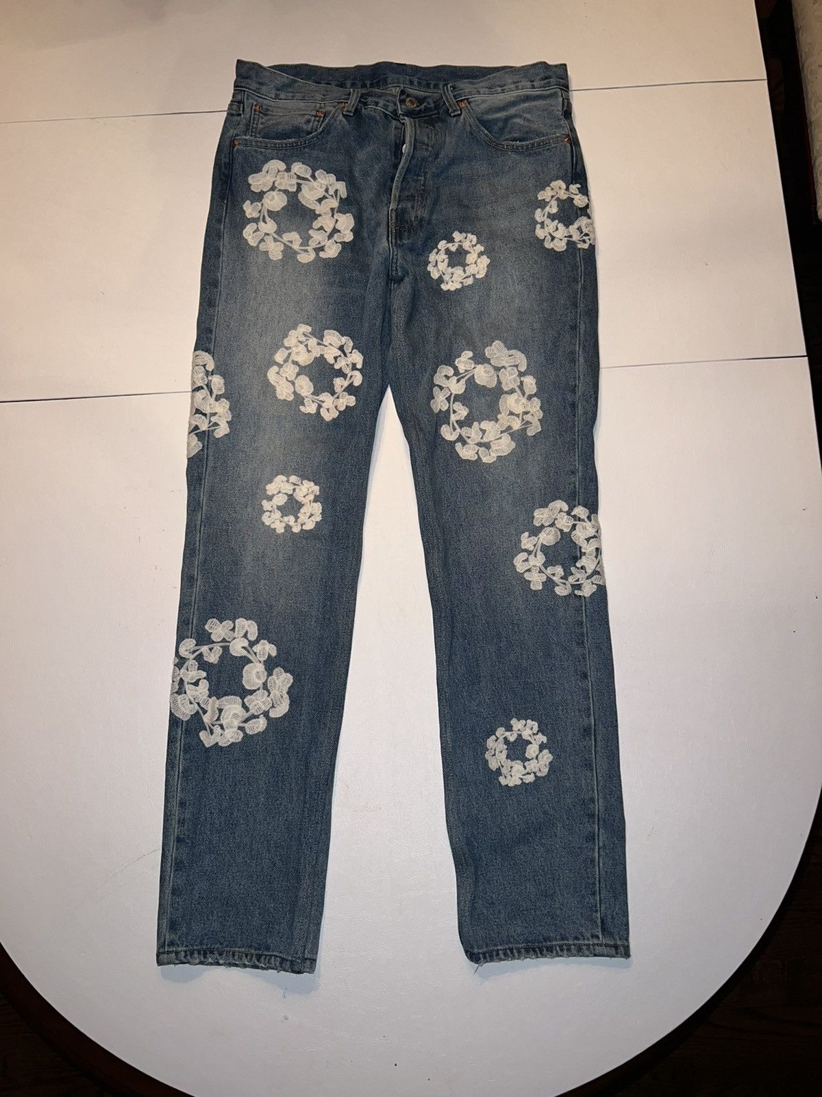 Levi's Denim Tears x Levi’s Embroidered/Chain Stitched Jeans | Grailed