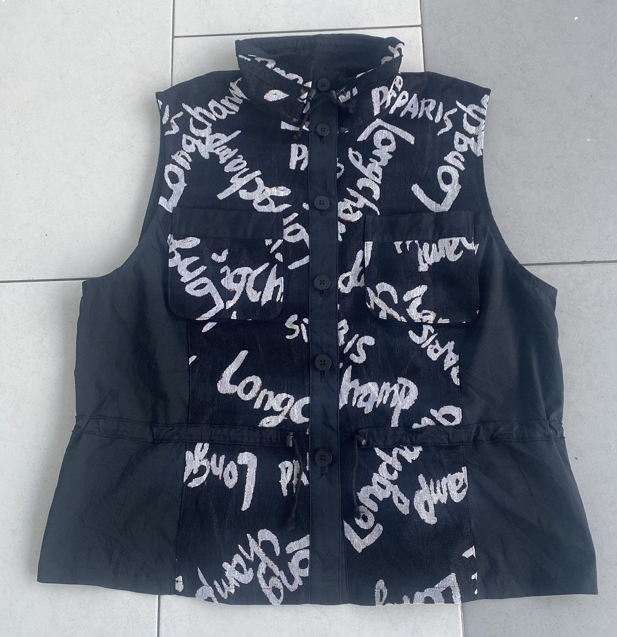 Longchamp VINTAGE LONGCHAMP SILK VEST LETTERS PRINT | Grailed
