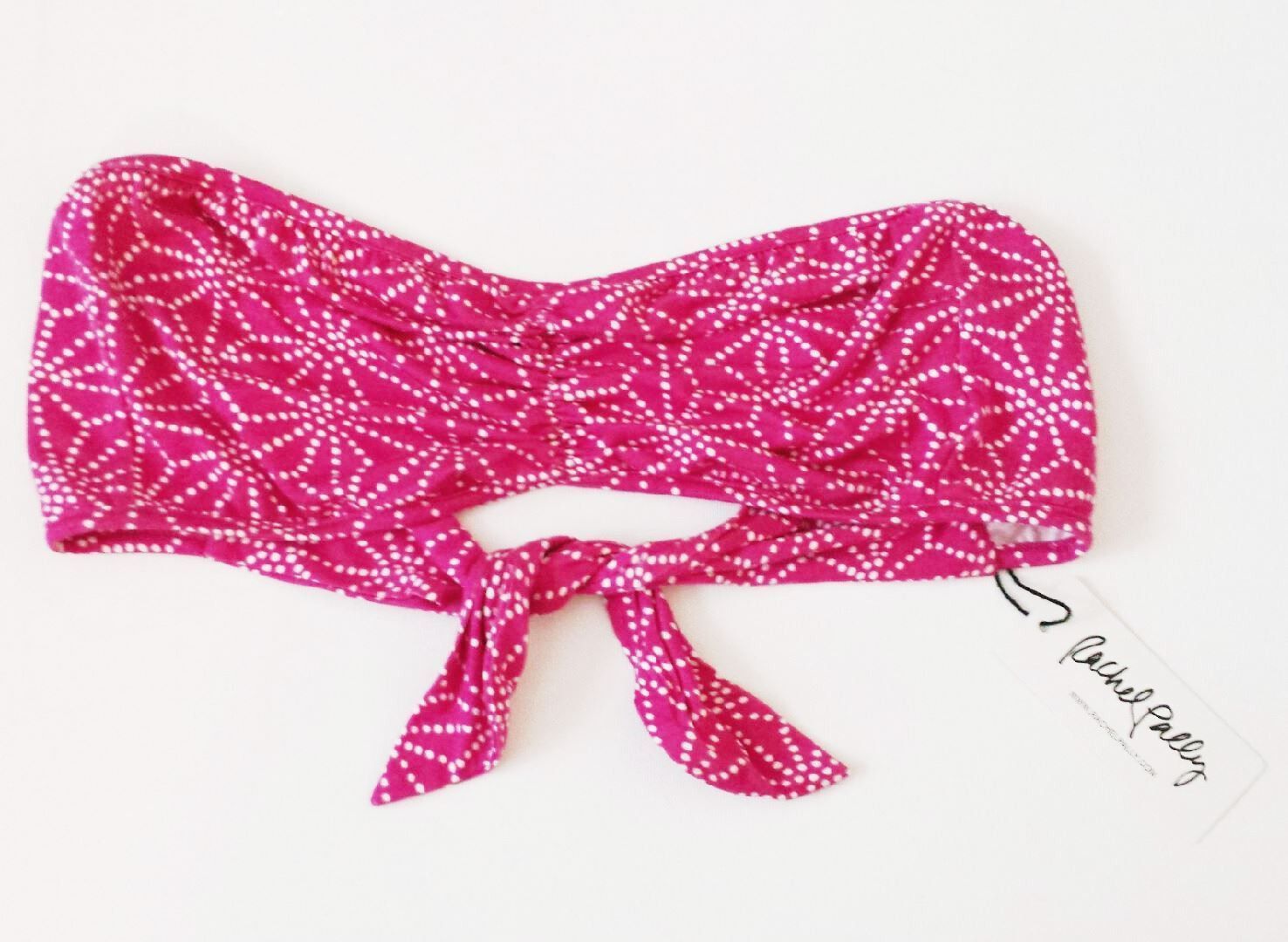 Rachel Pally RACHEL PALLY Swim BANDEAU TOP Polka Fuchsia ROSETTE ...