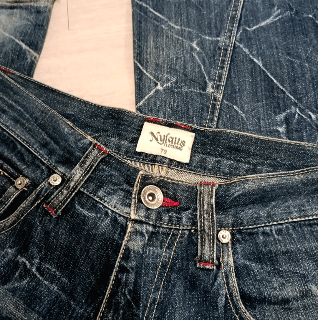 Vintage FLARED 🔥 NYLAUS FLASH EMBROIDERY ANGLE WINGS JEANS | Grailed