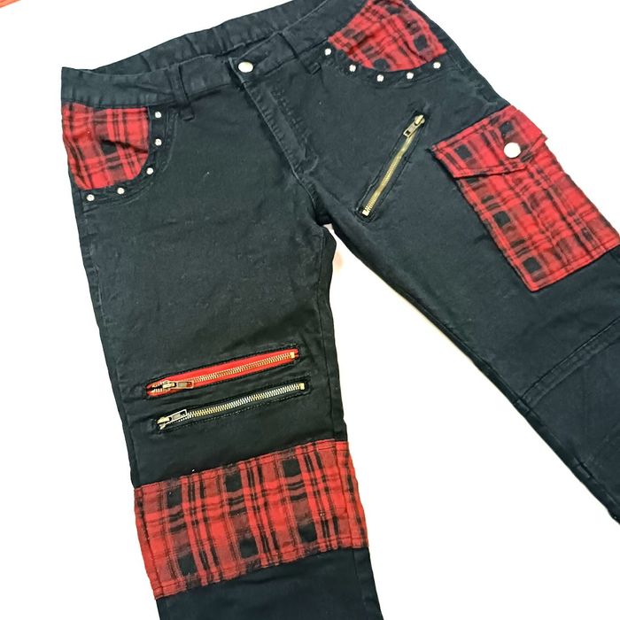 Japanese Brand 🔥 Steals 🔥 Punk Tartan Patchwork Rare Design Casual Pant ...