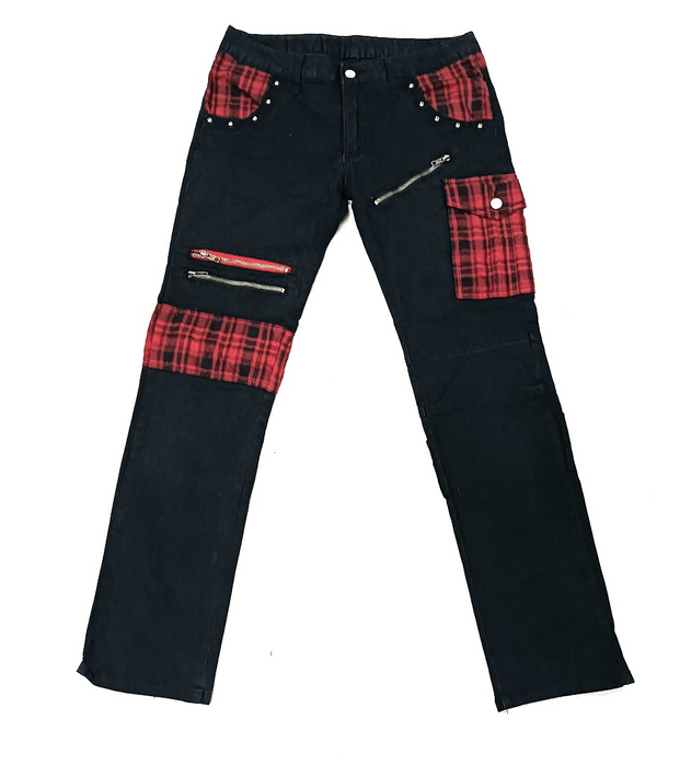Japanese Brand 🔥 Steals 🔥 Punk Tartan Patchwork Rare Design Casual Pant ...
