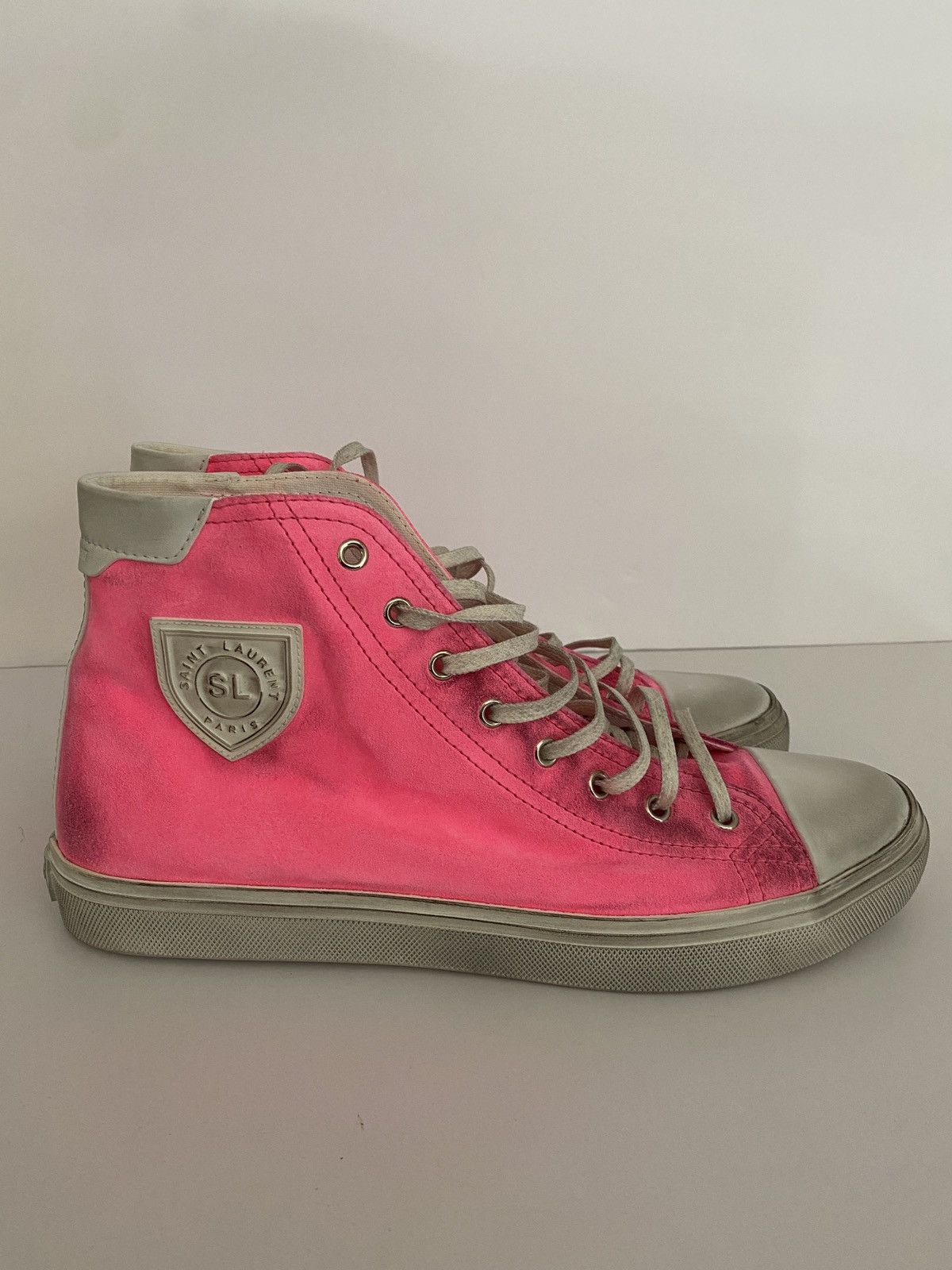 Saint Laurent Paris Bedford hi tops in pink suede size 46 | Grailed