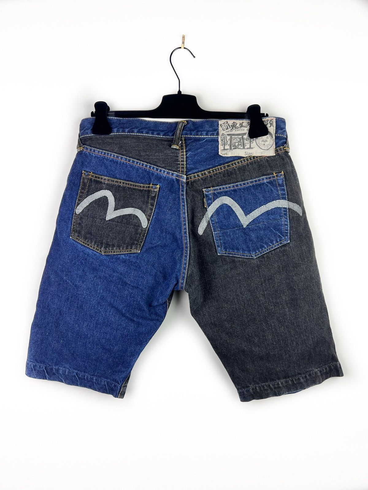 Evisu Evisu Lot 7500 Two Tone Denim Jean Shorts Black / Indigo 34 | Grailed