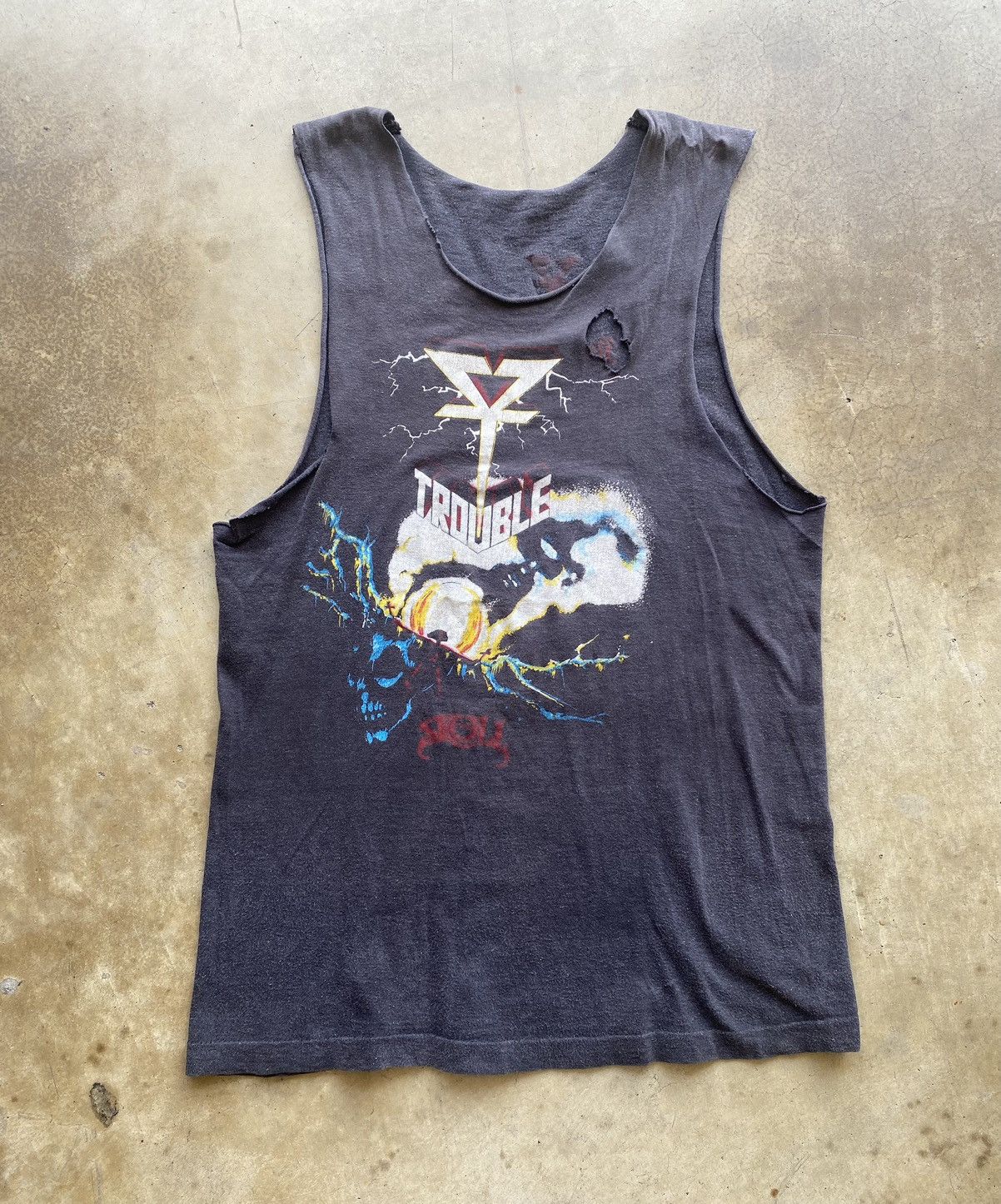 Band Tees × Tour Tee × Vintage THRASHED Vintage 1987 Trouble Metal Band ...