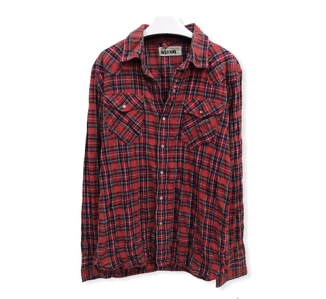 Flannel × Japanese Brand × Streetwear Japanese Brand Back Number Plaid ...