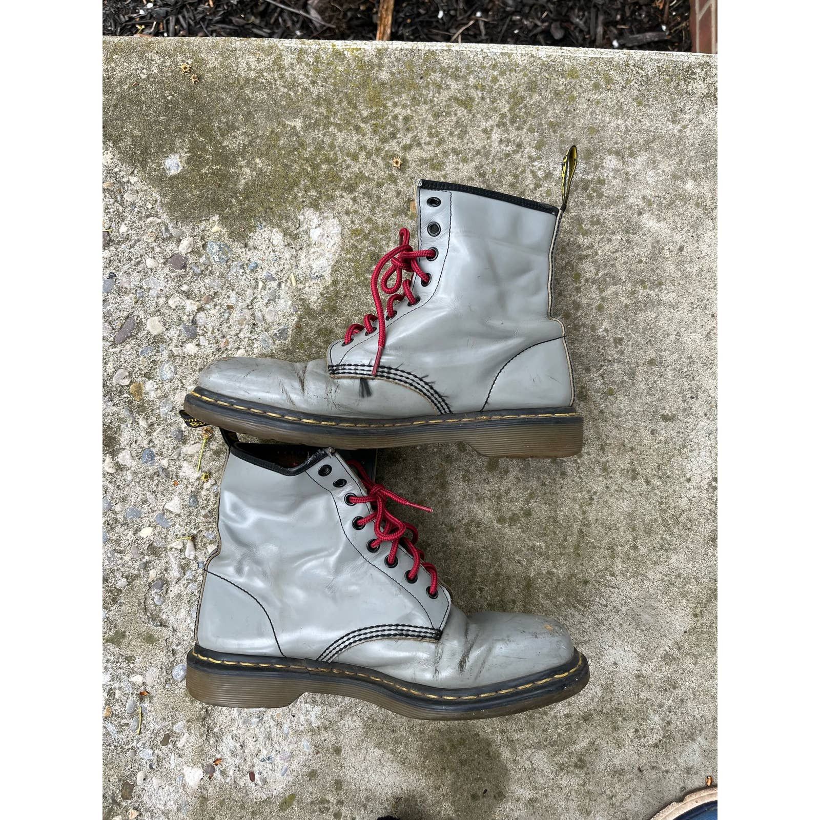 Dr. Martens modern gray doc martens 1460 red laces men’s 10 | Grailed